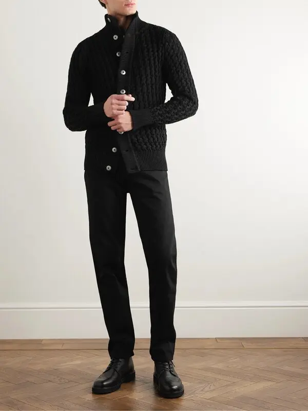 S.N.S. HERNING Stark Textured Virgin Wool Cardigan - Black