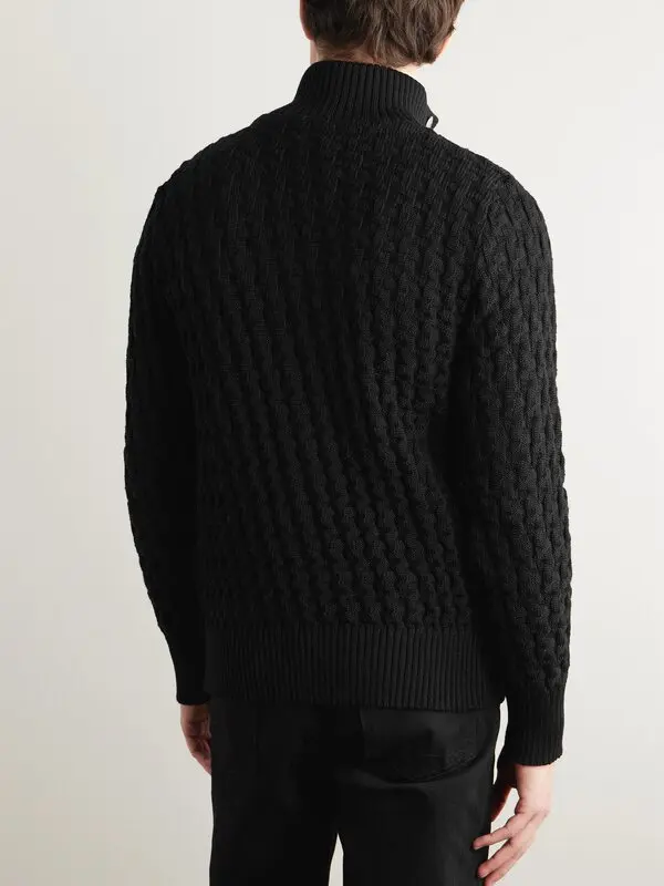 S.N.S. HERNING Stark Textured Virgin Wool Cardigan - Black