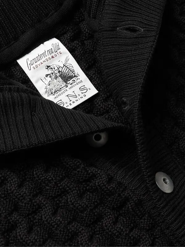 S.N.S. HERNING Stark Textured Virgin Wool Cardigan - Black