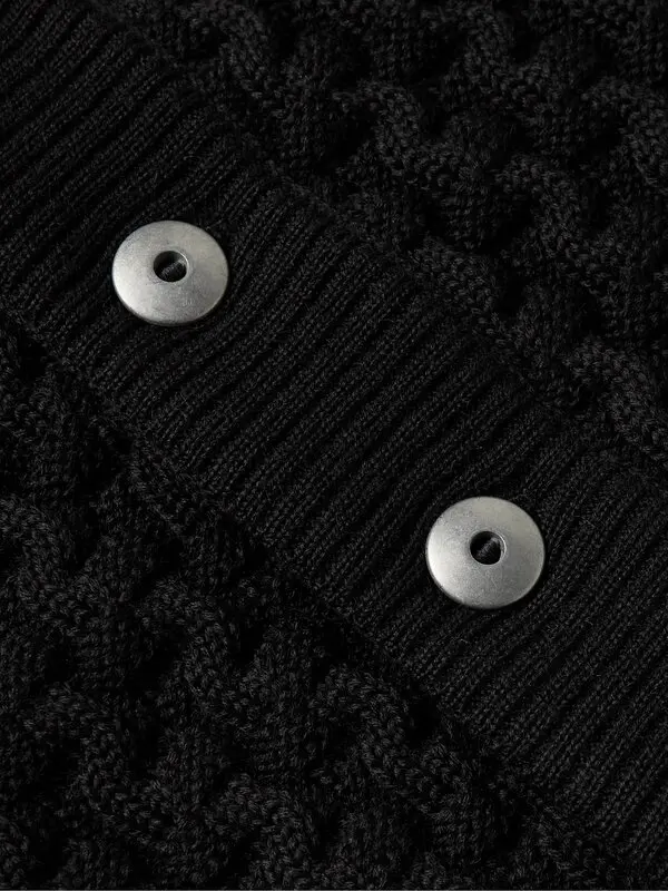 S.N.S. HERNING Stark Textured Virgin Wool Cardigan - Black