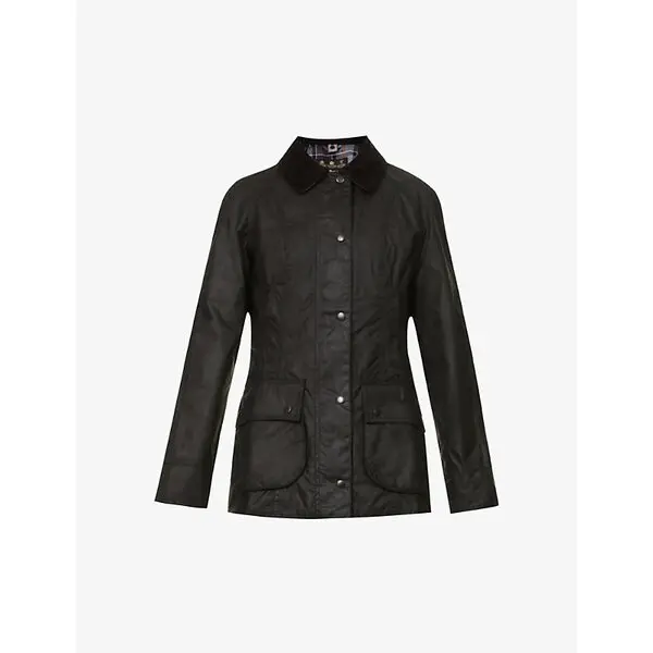 Barbour Beadnell Tartan-lined Waxed-cotton Jacket - Black