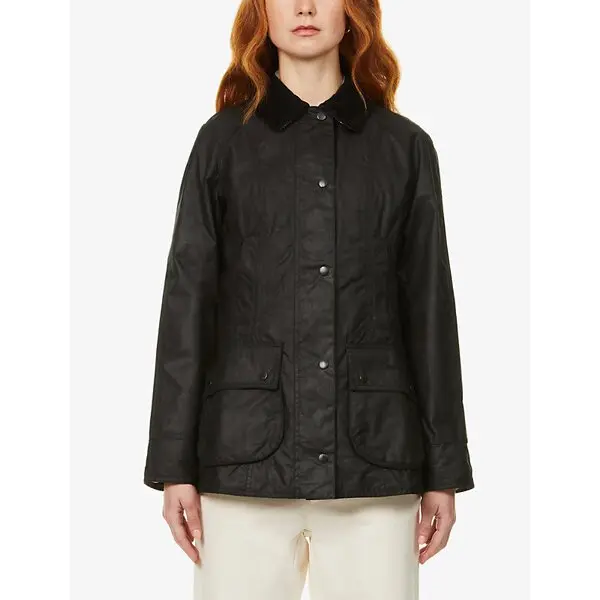 Barbour Beadnell Tartan-lined Waxed-cotton Jacket - Black