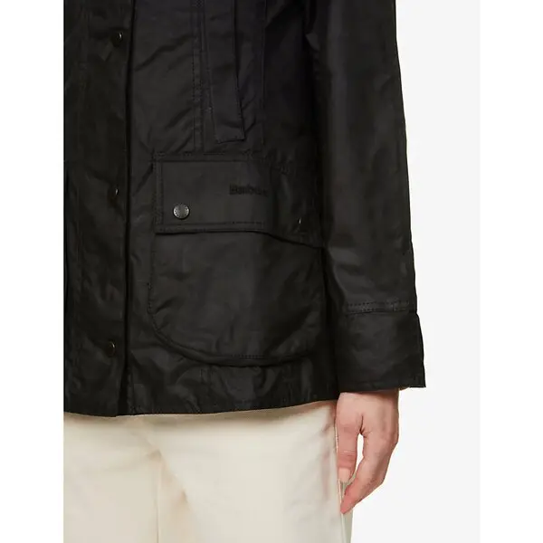 Barbour Beadnell Tartan-lined Waxed-cotton Jacket - Black