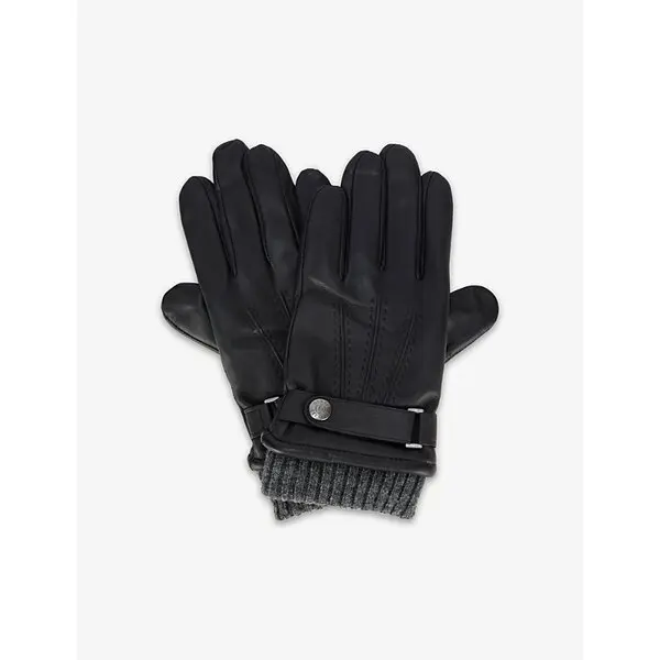 DENTS Touchscreen Leather And Wool-blend Gloves - Black