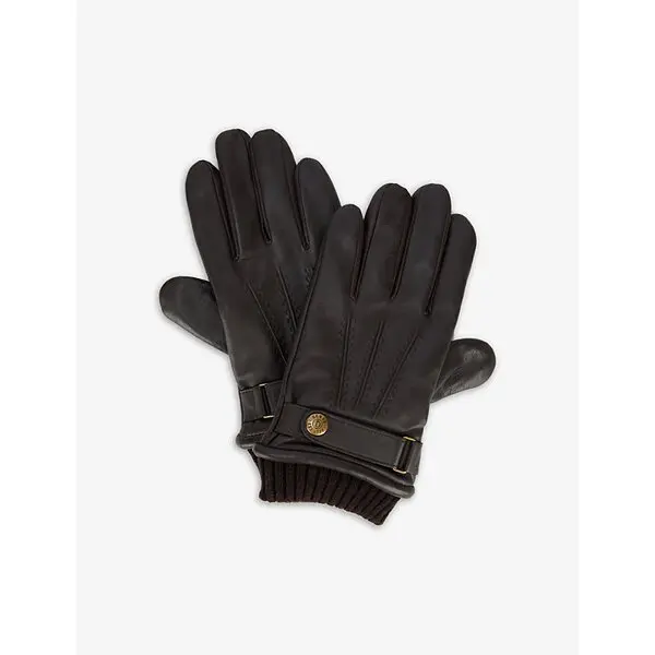 DENTS Touchscreen Leather And Wool-blend Gloves - Brown