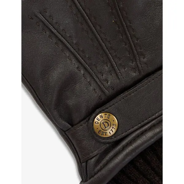 DENTS Touchscreen Leather And Wool-blend Gloves - Brown