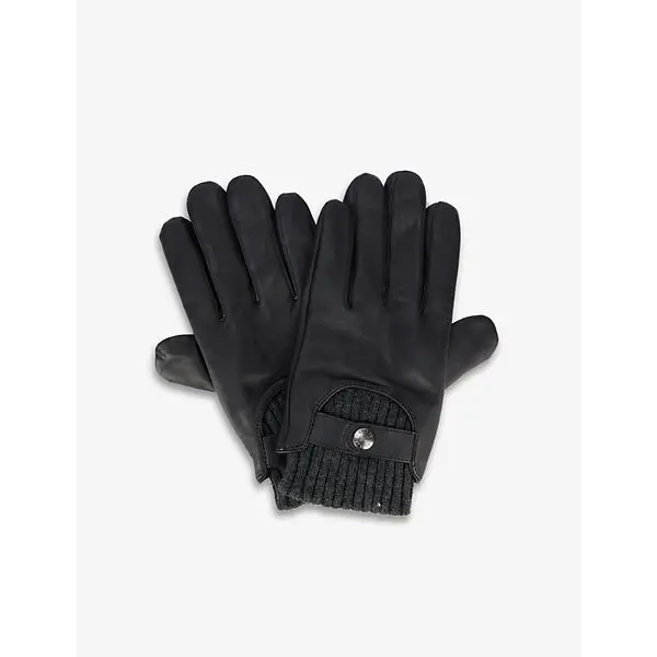 DENTS Leather Touchscreen Gloves - Black/charcoal