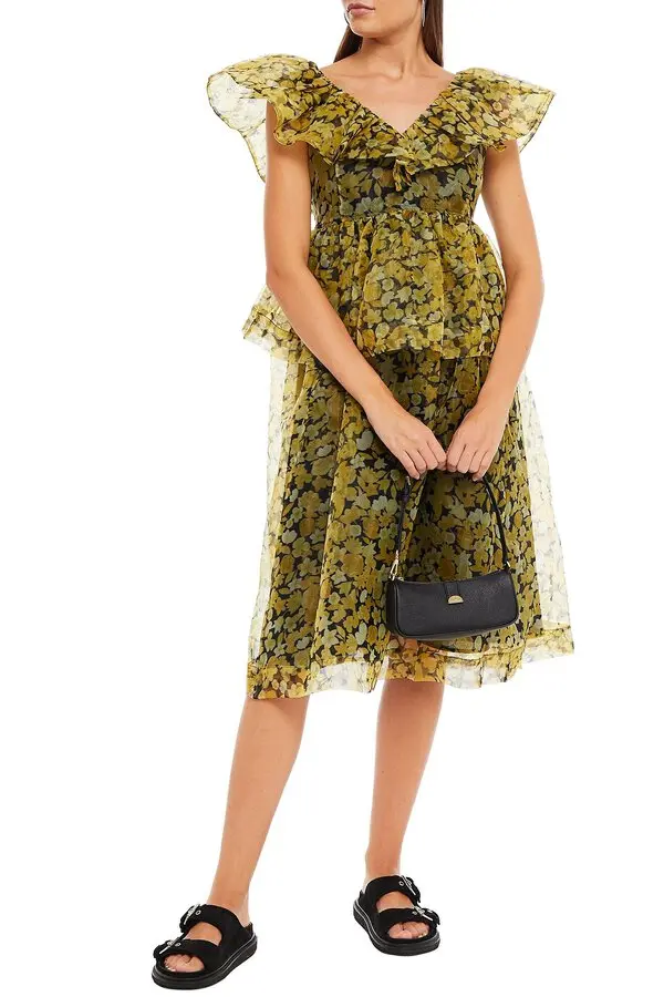 ganni peplum dress Ganni Rosemont Crepe Peplum Dress on Garmentory