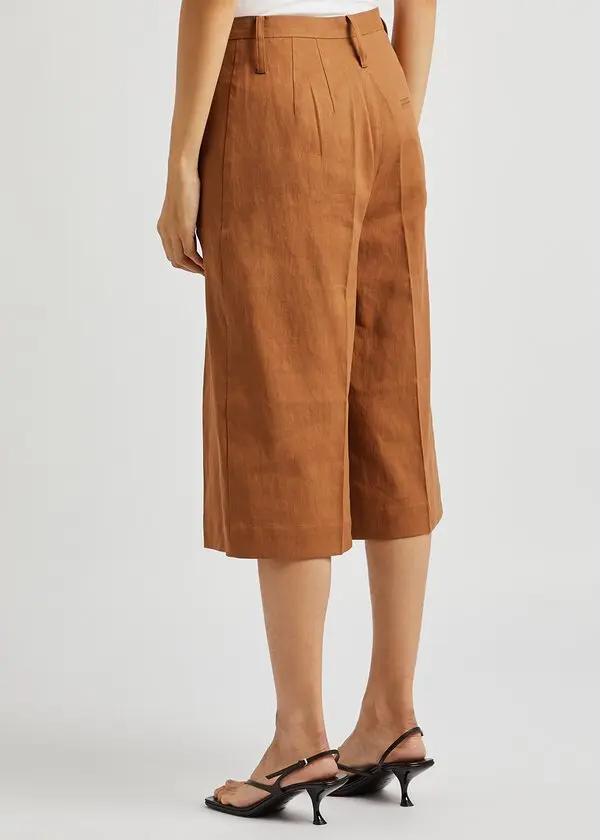 OROTON Burnt Orange Linen-blend Culottes