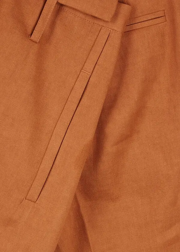 OROTON Burnt Orange Linen-blend Culottes