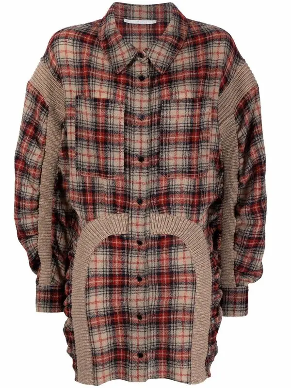 Stella McCartney Check-pattern Mini Shirtdress - Neutrals