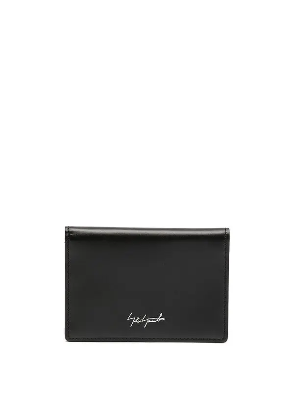 Yohji Yamamoto Logo-print Bi-fold Leather Wallet - Black