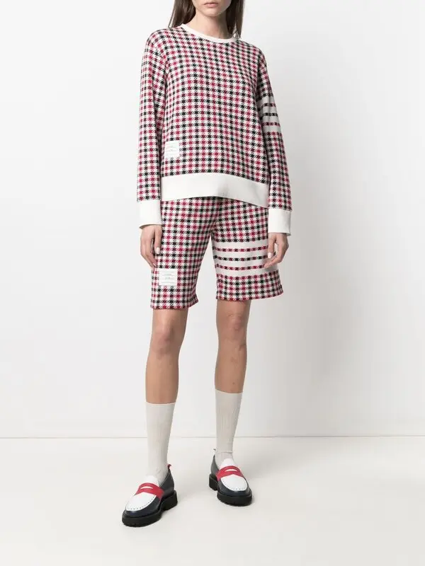Thom Browne Check-pattern Shorts With Logo Patch