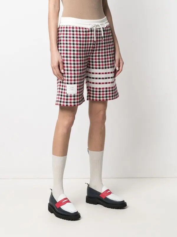Thom Browne Check-pattern Shorts With Logo Patch