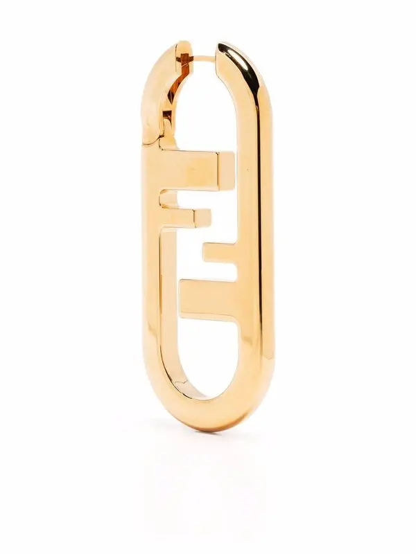 Fendi Monogram Plaque Push-lock Earring - Gold