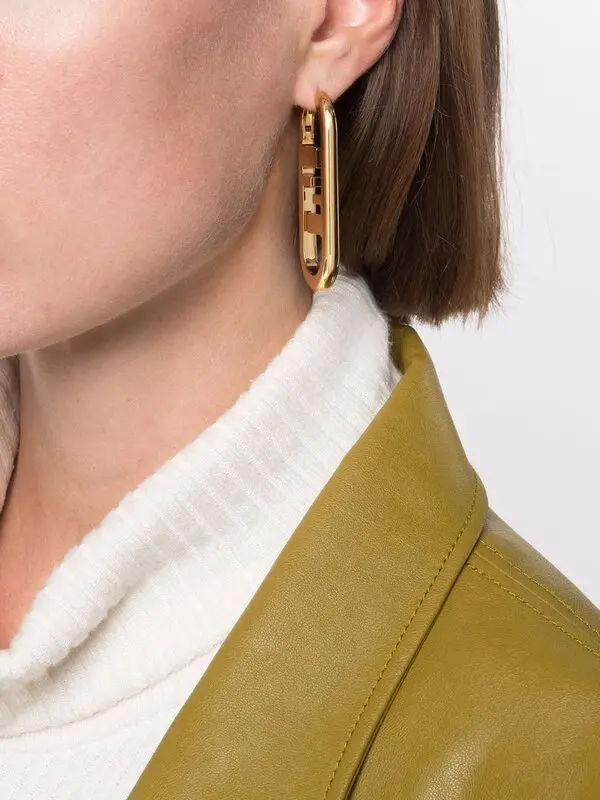 Fendi Monogram Plaque Push-lock Earring