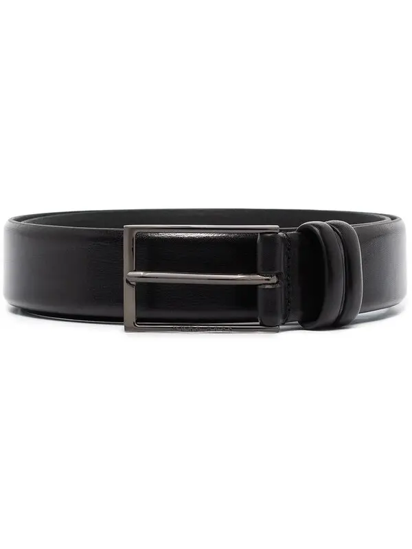 BOSS Carmello Rectangle-buckle Leather Belt - Black