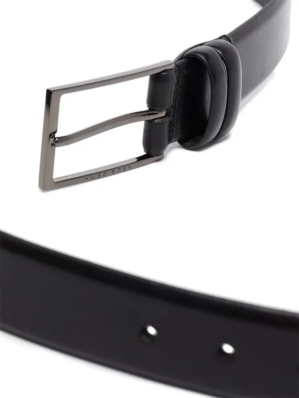BOSS Carmello Vegetable-tanned Leather Belt With Gunmetal Hardware - Black