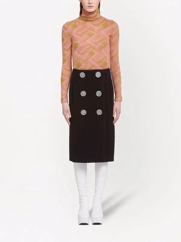 Prada Button-detailed Midi Skirt
