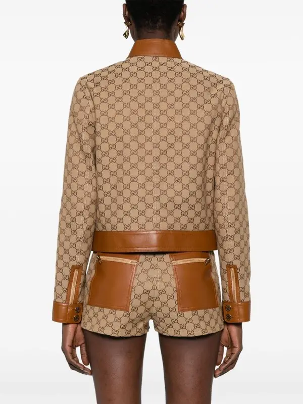 Gucci Gg-canvas Leather-trim Jacket