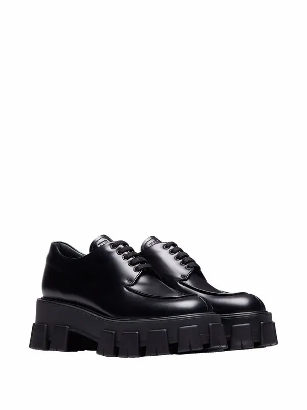 Prada Moonlith Brushed Leather Lace-up Shoes