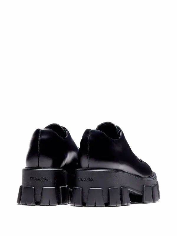Prada Moonlith Brushed Leather Lace-up Shoes