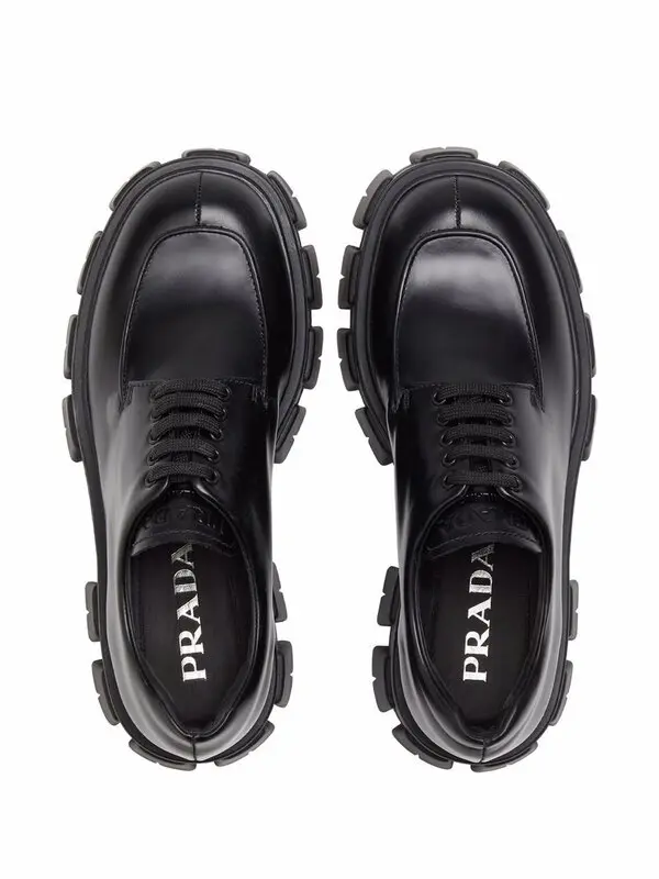 Prada Moonlith Brushed Leather Lace-up Shoes
