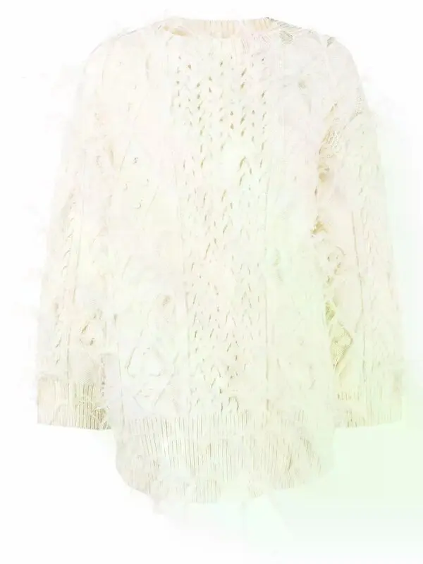 Valentino Garavani Feather-embellished Wool Jumper - Neutrals
