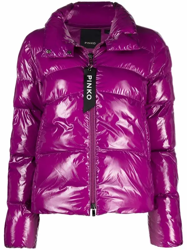 Pinko High-shine Puffer Jacket - Purple