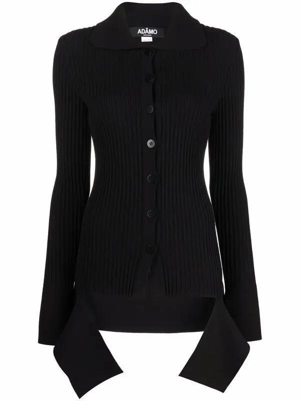 ANDREĀDAMO Long-sleeve Ribbed Cardigan With Cut-out Detail