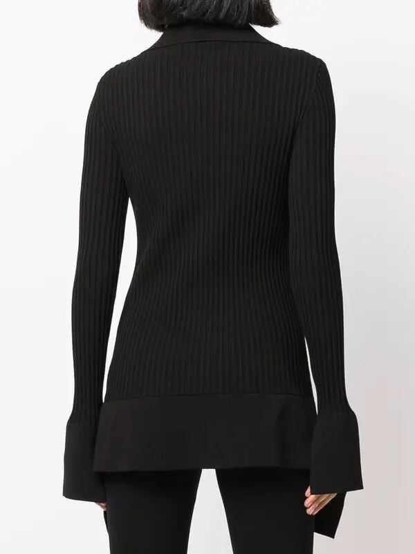 ANDREĀDAMO Long-sleeve Ribbed Cardigan With Cut-out Detail