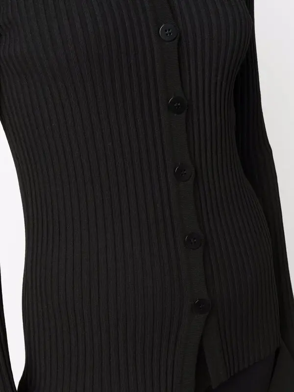 ANDREĀDAMO Long-sleeve Ribbed Cardigan With Cut-out Detail