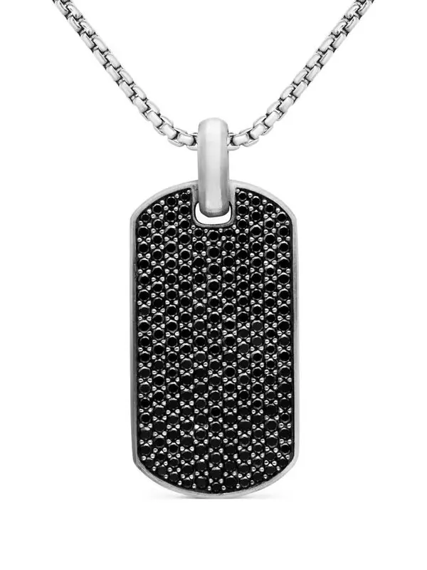 David Yurman Sterling Silver Chevron Diamond Tag - Black