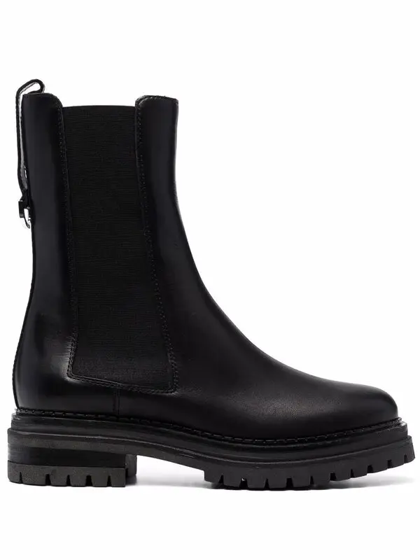 SERGIO ROSSI Ridged Leather Boots