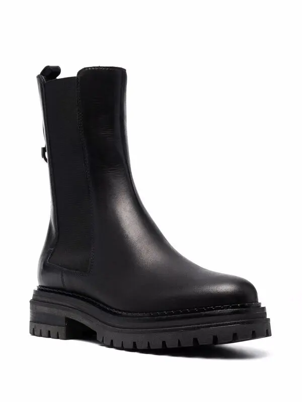 SERGIO ROSSI Ridged Leather Boots