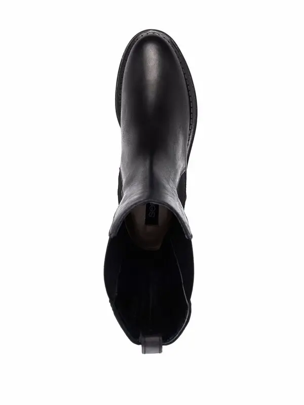 SERGIO ROSSI Ridged Leather Boots