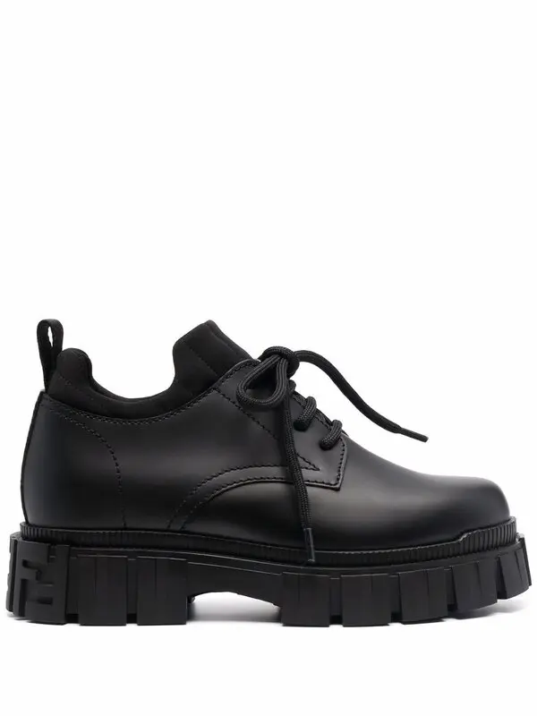 Fendi Force Lugged Plain Toe Oxford Shoes - Black | Editorialist display picture 2