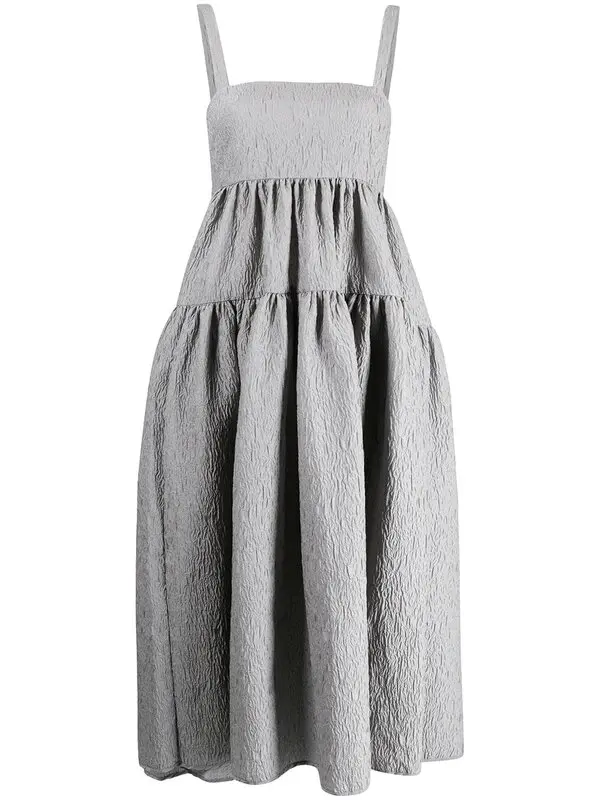 Cecilie Bahnsen Johanna Matelass Ruffle-Tiered Dress In Grey - 41% Off |  Editorialist