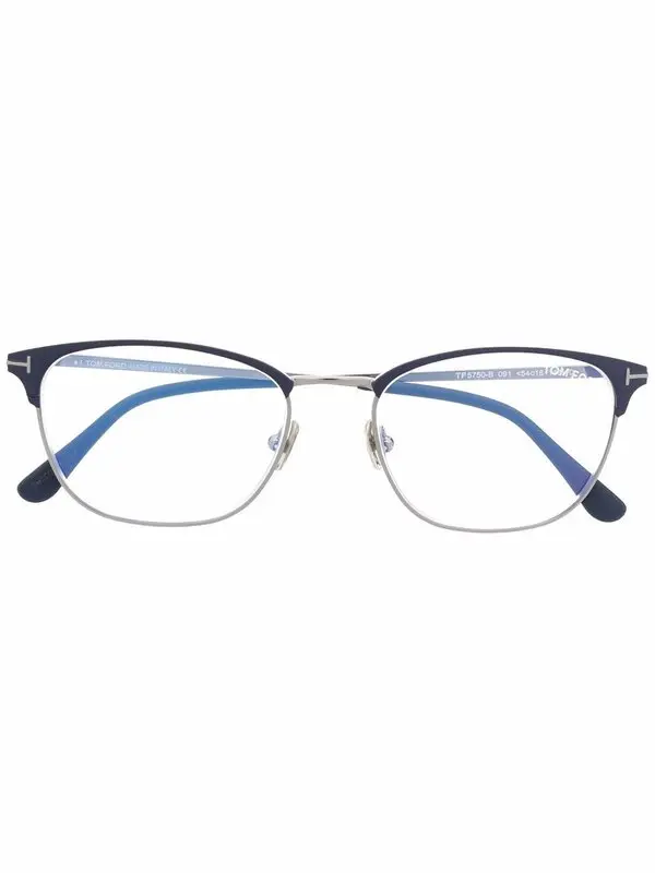 TOM FORD Polished-effect Square-frame Glasses - Blue