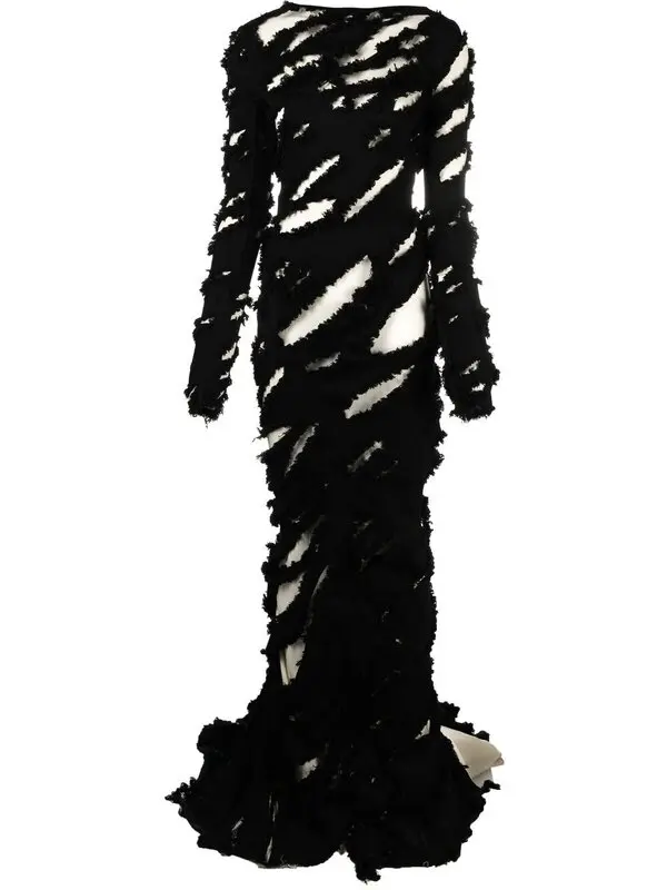 Rick Owens Distressed Rip-detail Gown