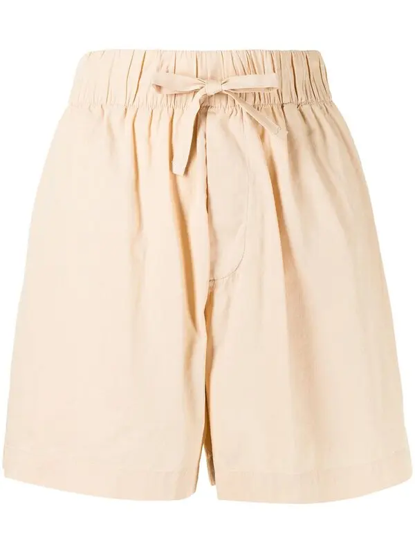 TEKLA Poplin Drawstring Pajama Shorts - Neutrals