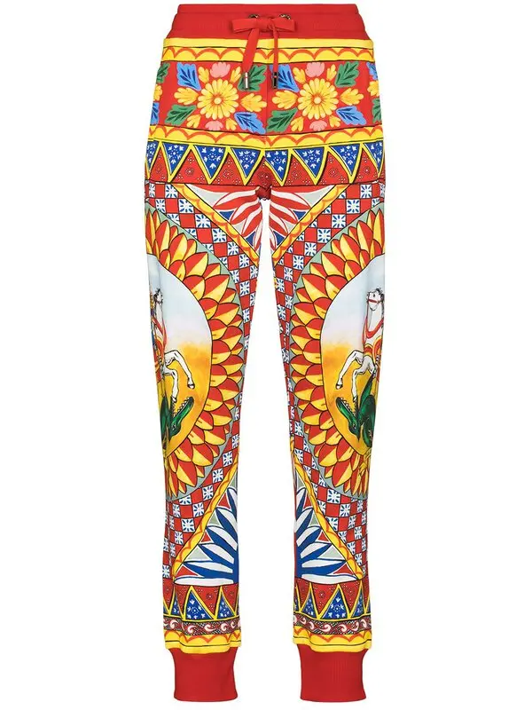 Dolce & Gabbana Caretto Print Jogging Trousers - Red