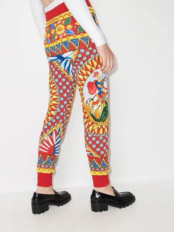 Dolce & Gabbana Caretto Print Jogging Trousers - Red