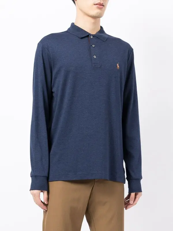 Polo Ralph Lauren Logo-embroidered Long-sleeve Polo Shirt - Blue