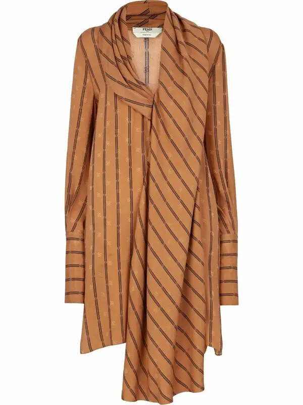 Fendi Karligraphy Striped Silk Dress
