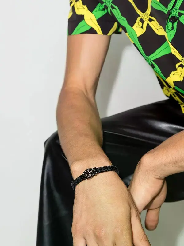 Versace La Medusa Leather Bracelet - Black