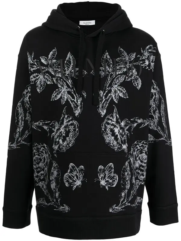 Valentino Garavani Floral Print Hoodie - Black