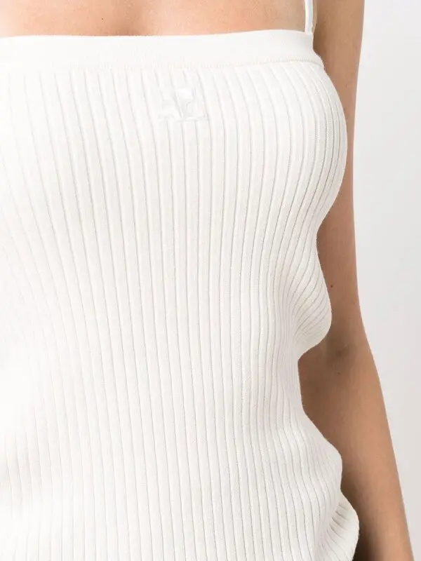 COURREGES Logo-embroidered Tank Top - White