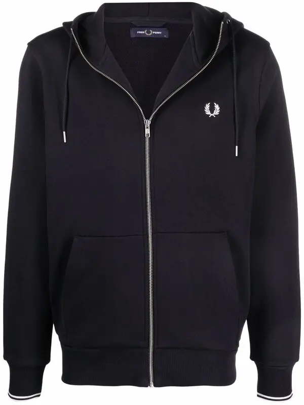 Fred Perry Logo-embroidered Hoodie - Blue