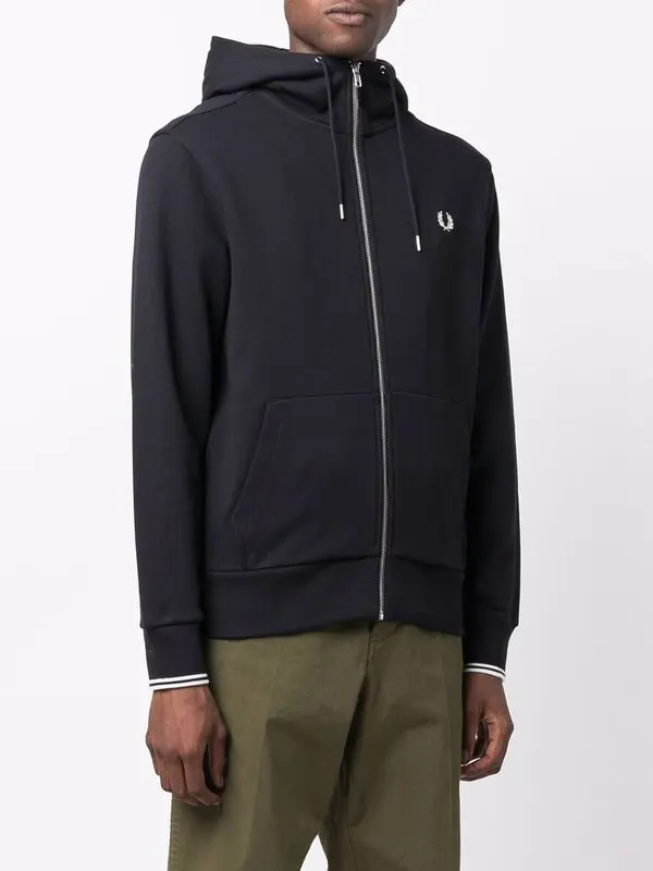 Fred Perry Logo-embroidered Hoodie - Blue